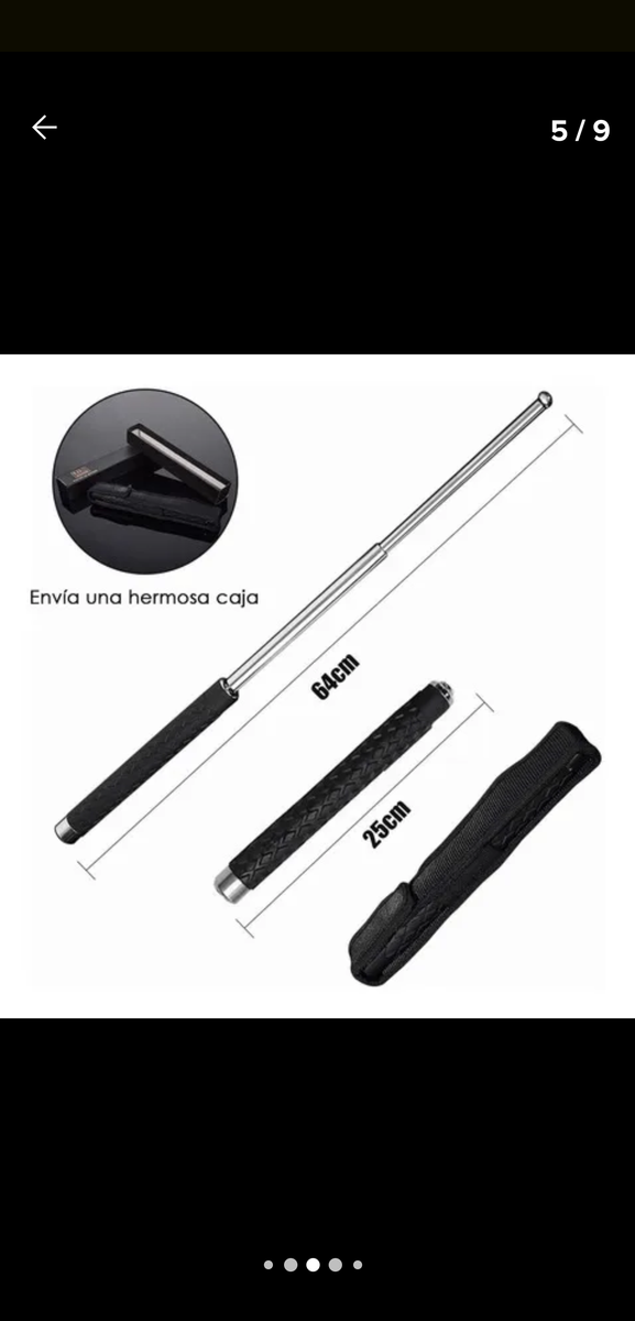 Bastón Retráctil Táctico de 64 cm – Acero Engrosado y Alta Resistencia ...